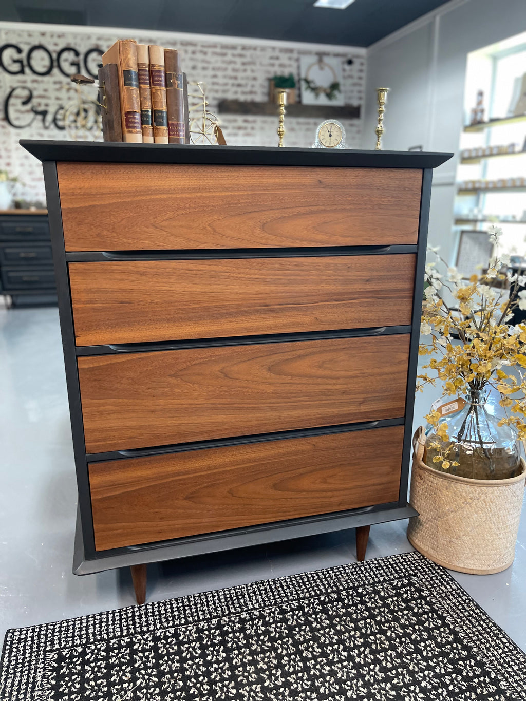 MCM Upright Dresser - Natural & Cast Iron – Goggins Creations
